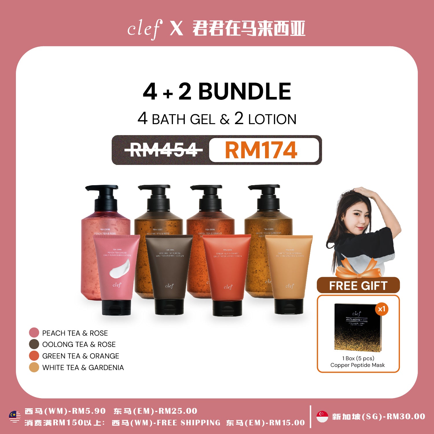 [JUNJUN] 4 BATH GEL + 2 LOTION